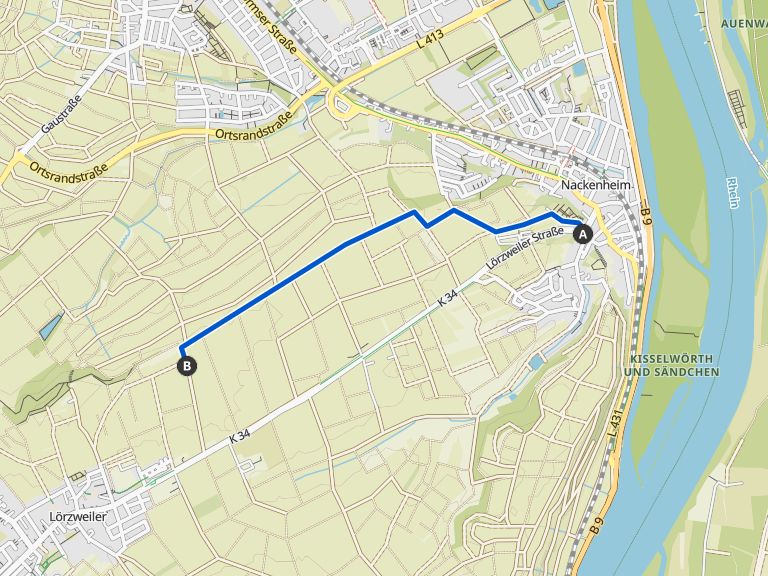 Von Carl-Zuckmayer-Platz, Nackenheim nach Nackenheimer Straße ...